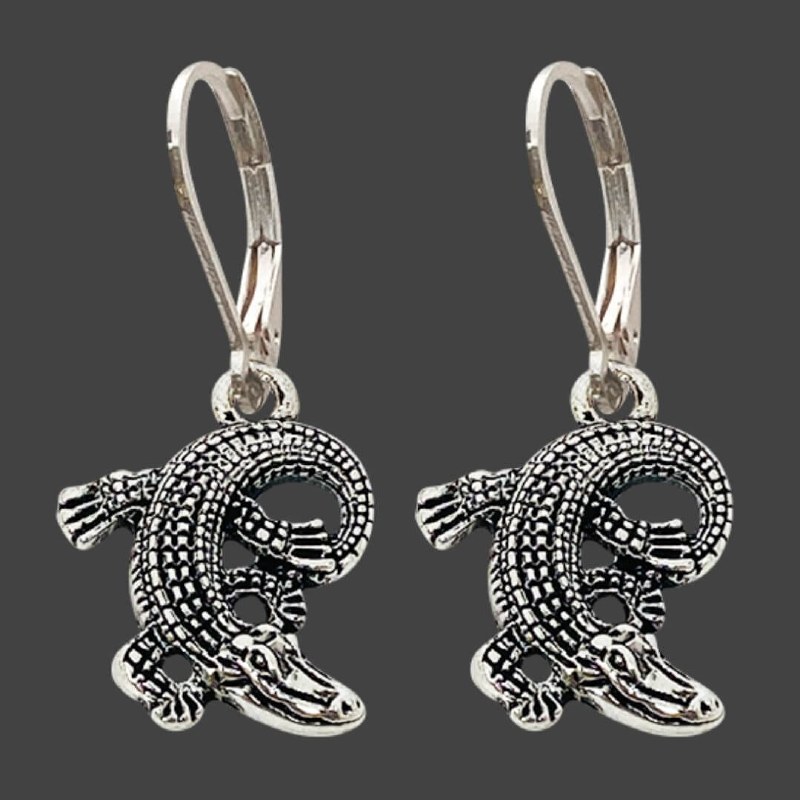 Distressed Silver Toned New Horizons Alligator Earrings - Wilford & Lee ...