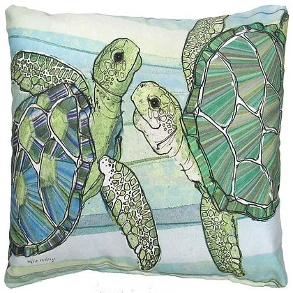 18" Sq Sea Turtle Pair Decorative Pillow - Wilford & Lee Home Accents