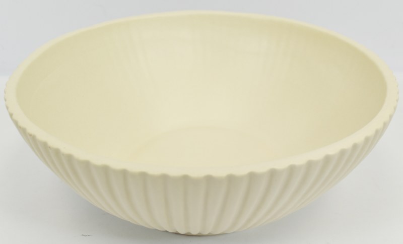12" Round Ivory Ribbed Ceramic Bowl - Wilford & Lee Home Accents