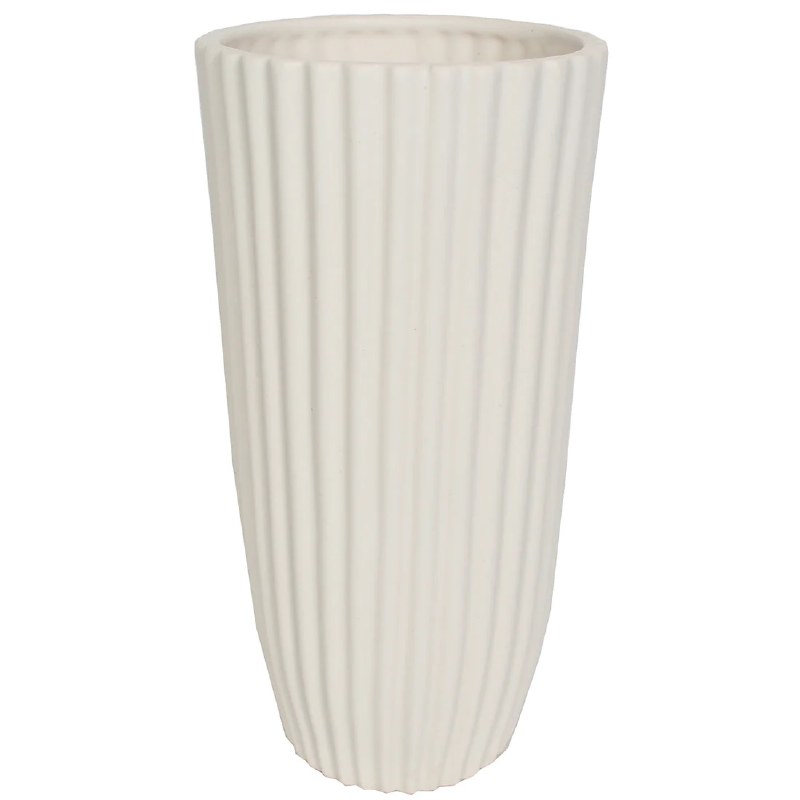 12" Ivory Ribbed Ceramic Vase - Wilford & Lee Home Accents