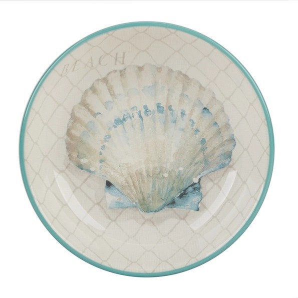 9" Round Cream Ceramic Scallop Shell Bowl - Wilford & Lee Home Accents