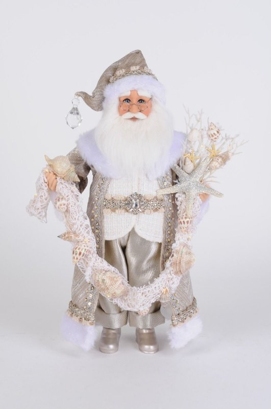 17" LED Silver Coastal Santa Statue - Wilford & Lee Home Accents