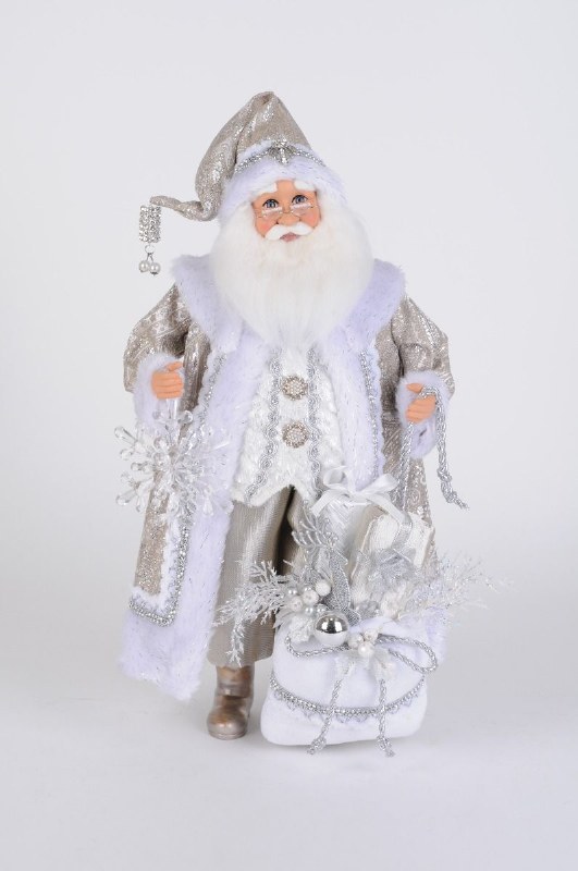 19" LED Silver and White Santa Statue - Wilford & Lee Home Accents