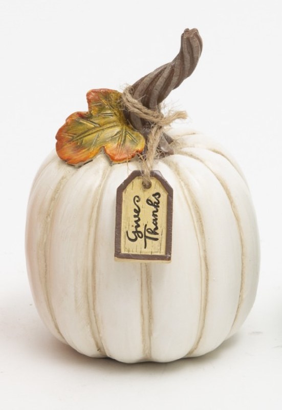 4" White Polyresin Pumpkin Figurine - Wilford & Lee Home Accents