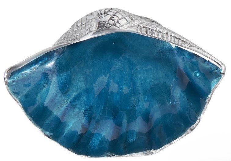 10" Blue and Silver Metal Clam Dish - Wilford & Lee Home Accents