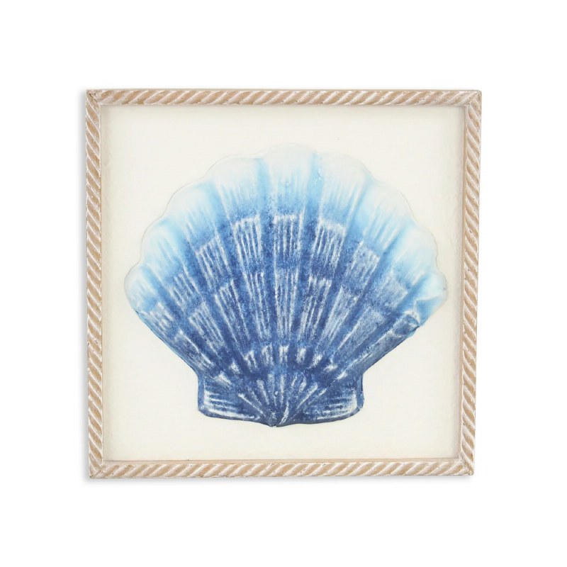 12" Sq Blue Scallop Shell Metal Coastal Wall Art Plaque - Wilford & Lee ...