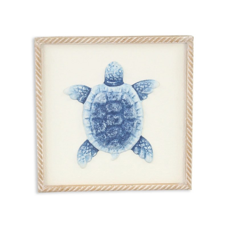 12" Sq Blue Sea Turtle Metal Coastal Wall Art Plaque - Wilford & Lee ...