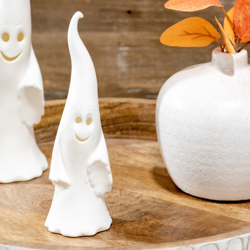 8" LED White Ceramic Ghost Figurine - Wilford & Lee Home Accents