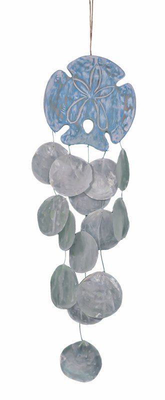32" Distressed Blue Sand Dollar and Capiz Hang - Wilford & Lee Home Accents