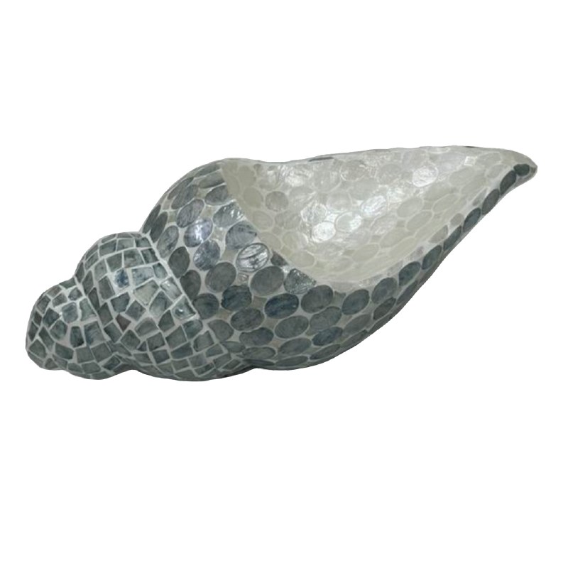 20" Blue and White Coastal Capiz Nautilus Shell Bowl - Wilford & Lee ...