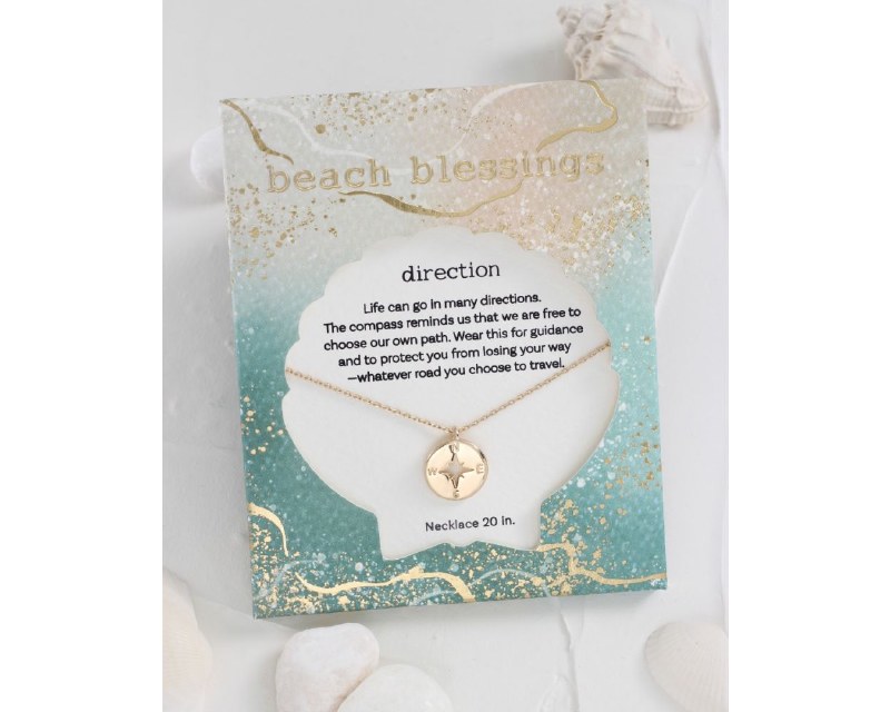 Beach Blessings 20" Gold Toned Compass Necklace - Wilford & Lee Home ...