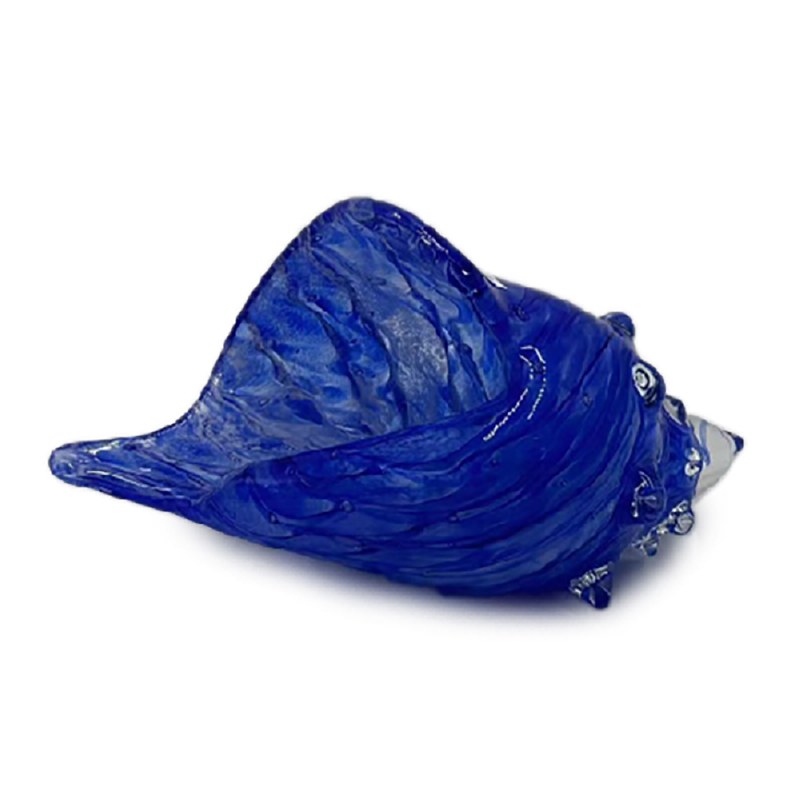 8" Dark Blue Glass Seashell Coastal Figurine - Wilford & Lee Home Accents