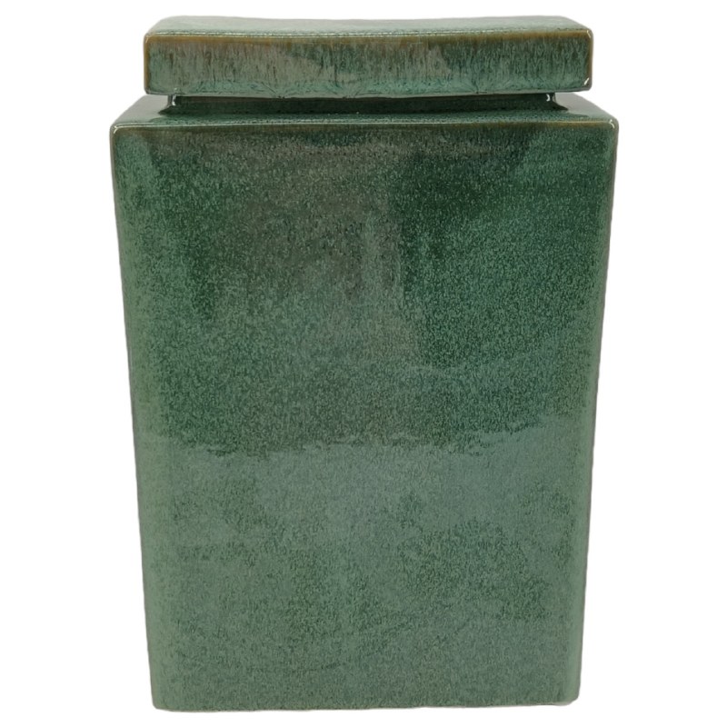 16" Green Ceramic Flat Rectangle Jar With a Lid - Wilford & Lee Home ...