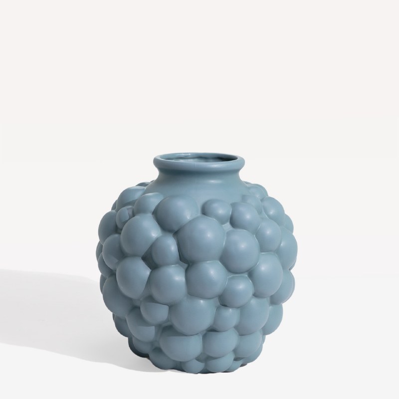 9" Blue Bubbles Ceramic Vase - Wilford & Lee Home Accents