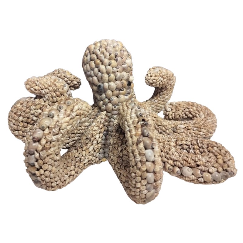7" Natural Seashell Coastal Octopus Figurine - Wilford & Lee Home Accents