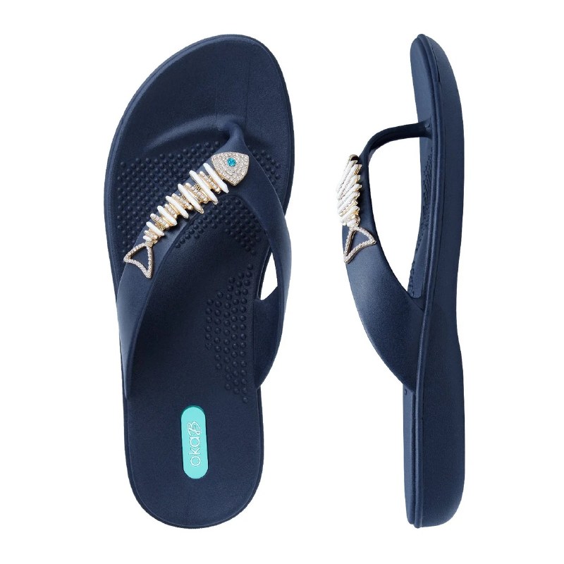 Size Small Navy Ursula Fishbone Flip Flops - Wilford & Lee Home Accents