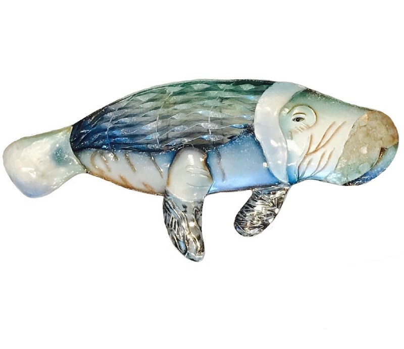 7' x 15" Multicolor Capiz Manatee Coastal Wall Art Plaque - Wilford ...