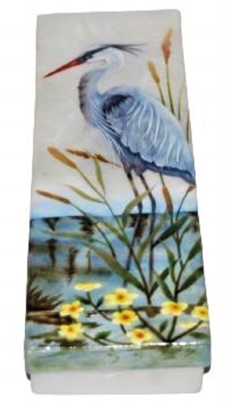 9" x 3" Blue Heron Coastal Capiz Box - Wilford & Lee Home Accents