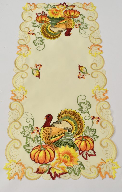 36" Turkey Fall & Thanksgiving Table Runner - Wilford & Lee Home Accents