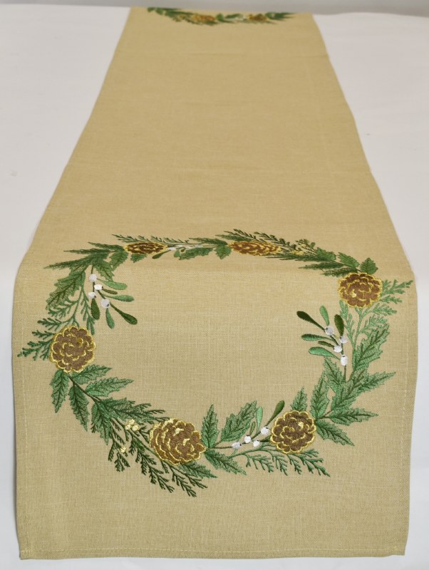 72" Pine Cone Christmas Table Runner - Wilford & Lee Home Accents
