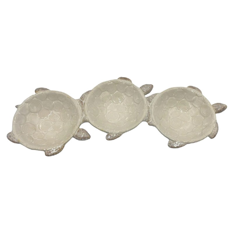 14" White Ceramic Three Compartment Sea Turtle Dish - Wilford & Lee ...