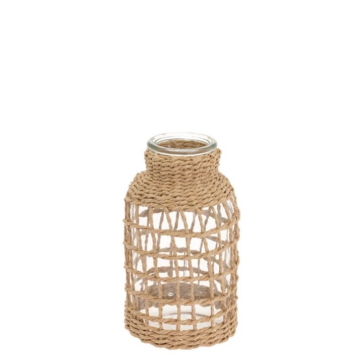 6" Clear Glass Vase With a Natural Net - Wilford & Lee Home Accents