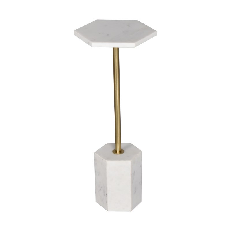 10" Round Hexagon White Marble Top End Table - Wilford & Lee Home Accents