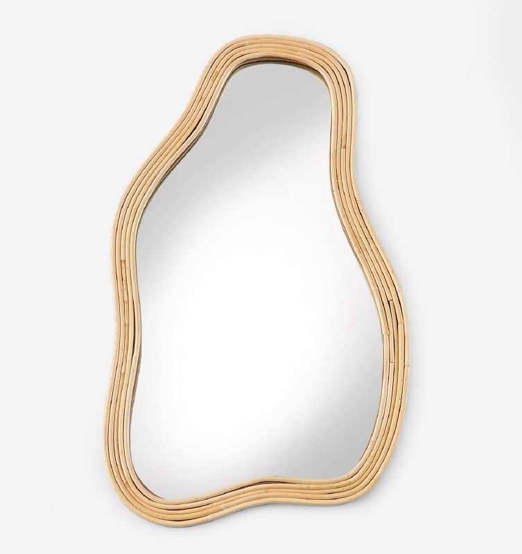 22" x 12" Natural Rattan Wavy Mirror - Wilford & Lee Home Accents
