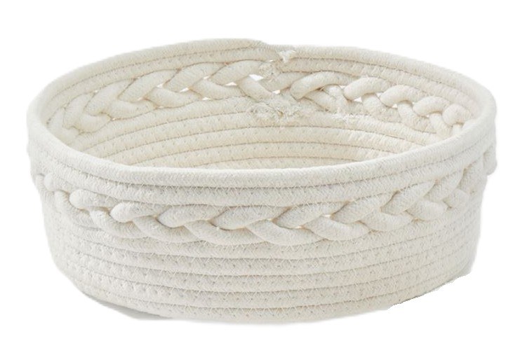 11" Round Low White Cloth Basket - Wilford & Lee Home Accents