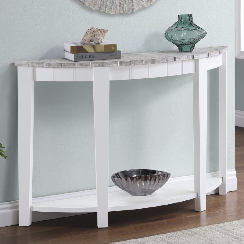 54" Boardwalk Top and White Half Round Console Table - Wilford & Lee ...