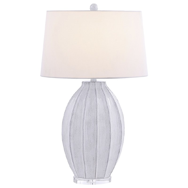 31" Distressed White Ribbed Table Lamp - Wilford & Lee Home Accents