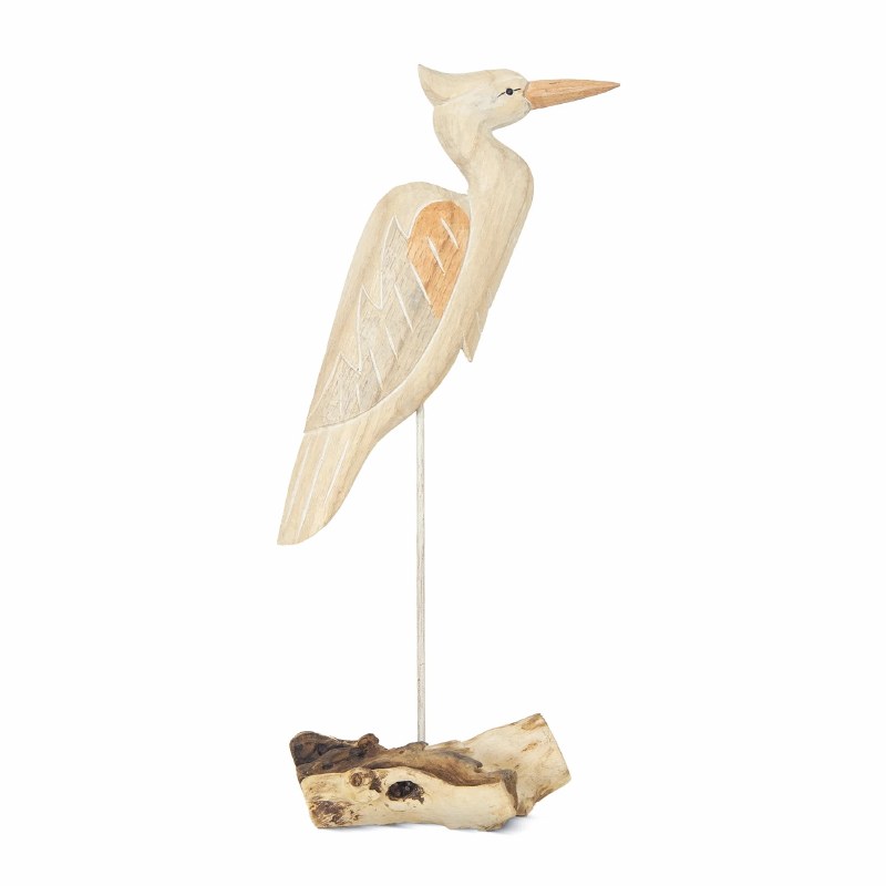 20" Soft Natural Wood Heron on a Driftwood Base Statue - Wilford & Lee ...