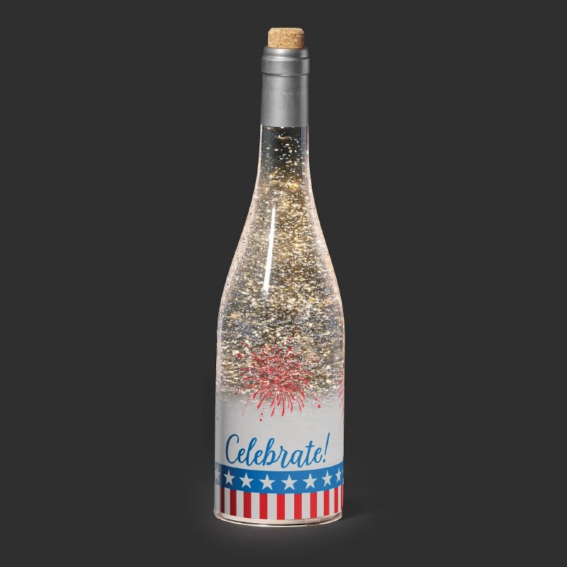 12" Patriotic Celebrate Lighted Swirl Wine Bottle - Wilford & Lee Home ...