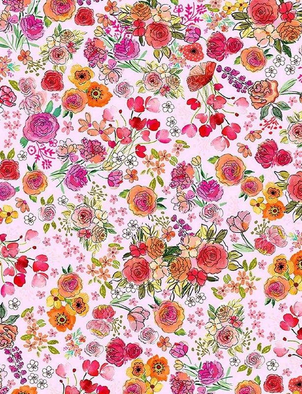 Sew Floral Flowers Pink - Prairie Point Junction