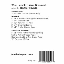 Wool Heart In Vase Ornament - Prairie Point Junction