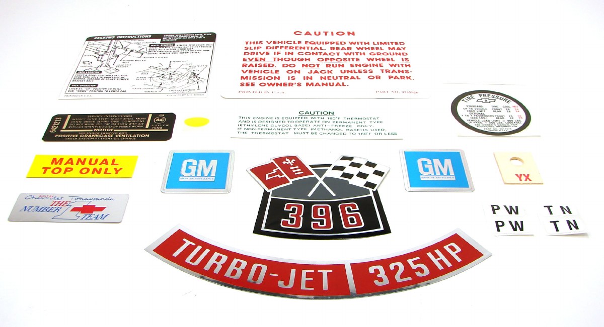 1967 Camaro Convertible Decal Kit 396-325 HP - 1967, 1968, 1969 Camaro ...