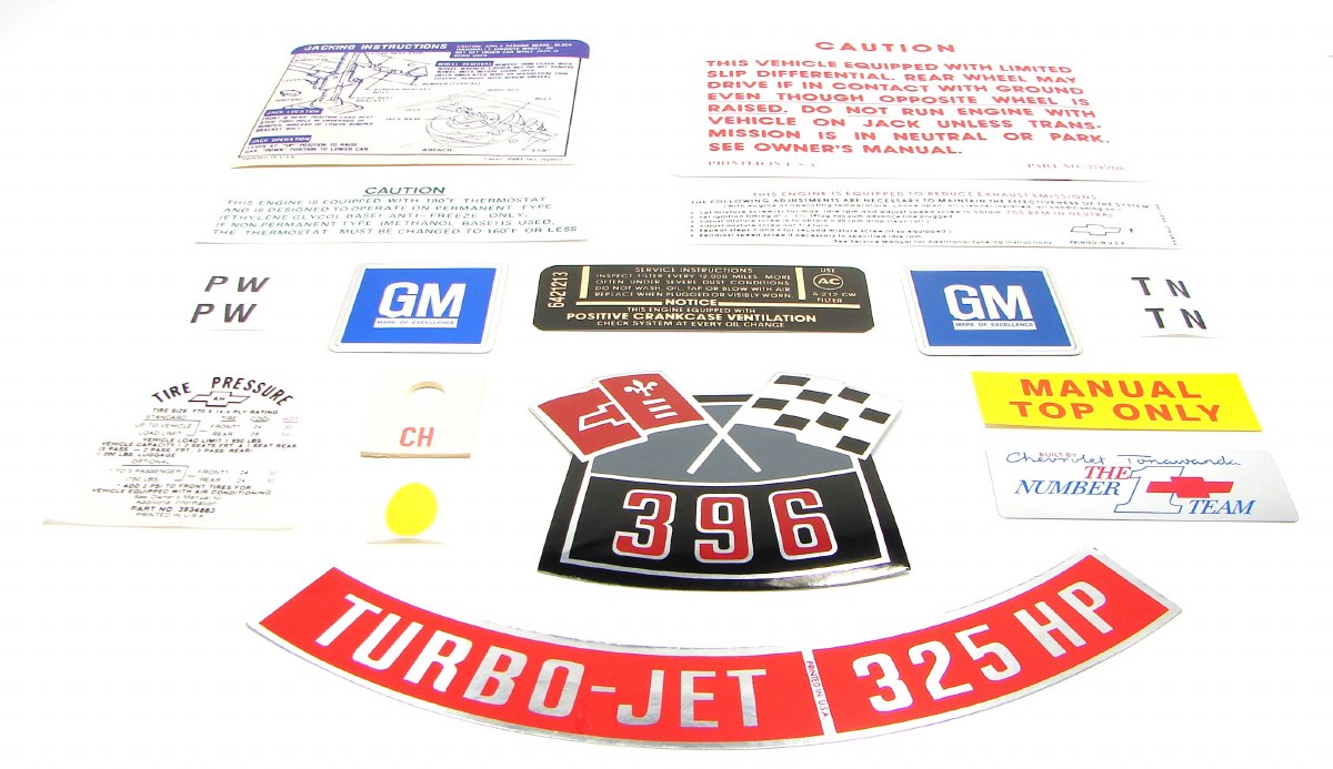 1968 Camaro Convertible Decal Kit 396-325 HP - 1967, 1968, 1969 Camaro ...