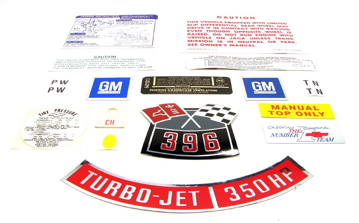 1968 Camaro Convertible Decal Kit 396-350 HP - 1967, 1968, 1969 Camaro ...