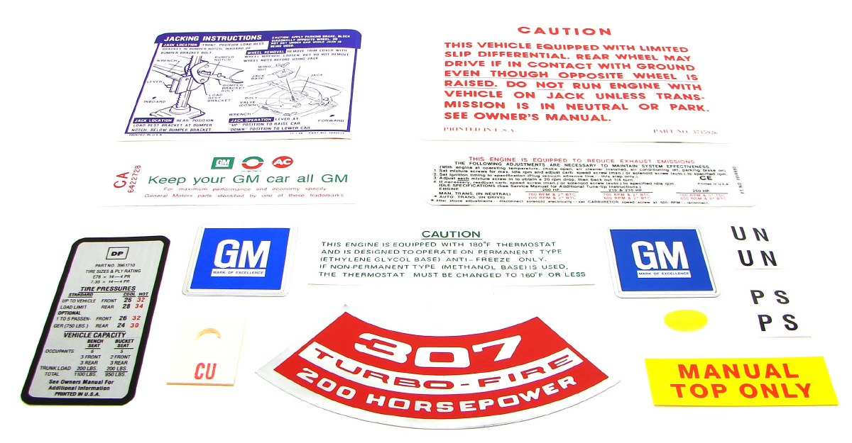 1969 Camaro Convertible Decal Kit 307-200 HP - 1967, 1968, 1969 Camaro ...