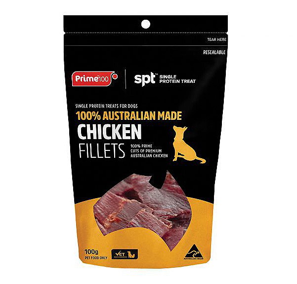 Prime100 Chicken Fillets Dog Treats 100g - Mega Pet Warehouse