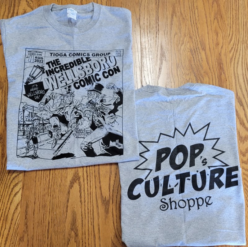 Wellsboro Comic-Con 2022 Convention Shirt: Grey - Small - Pop's Culture ...