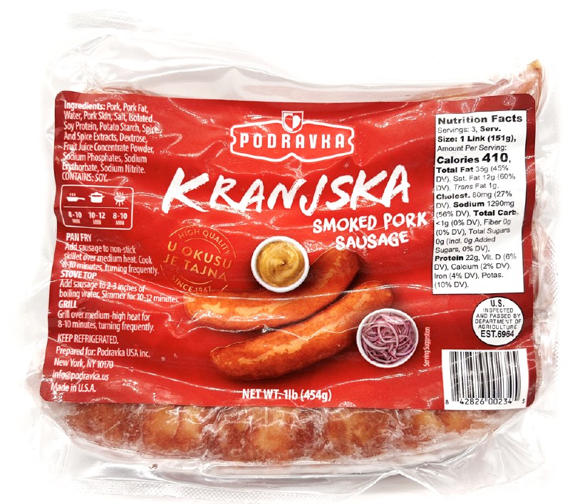 Podravka Kranjska Smoked Pork Sausages 1lb F - PVEuroMarket.com