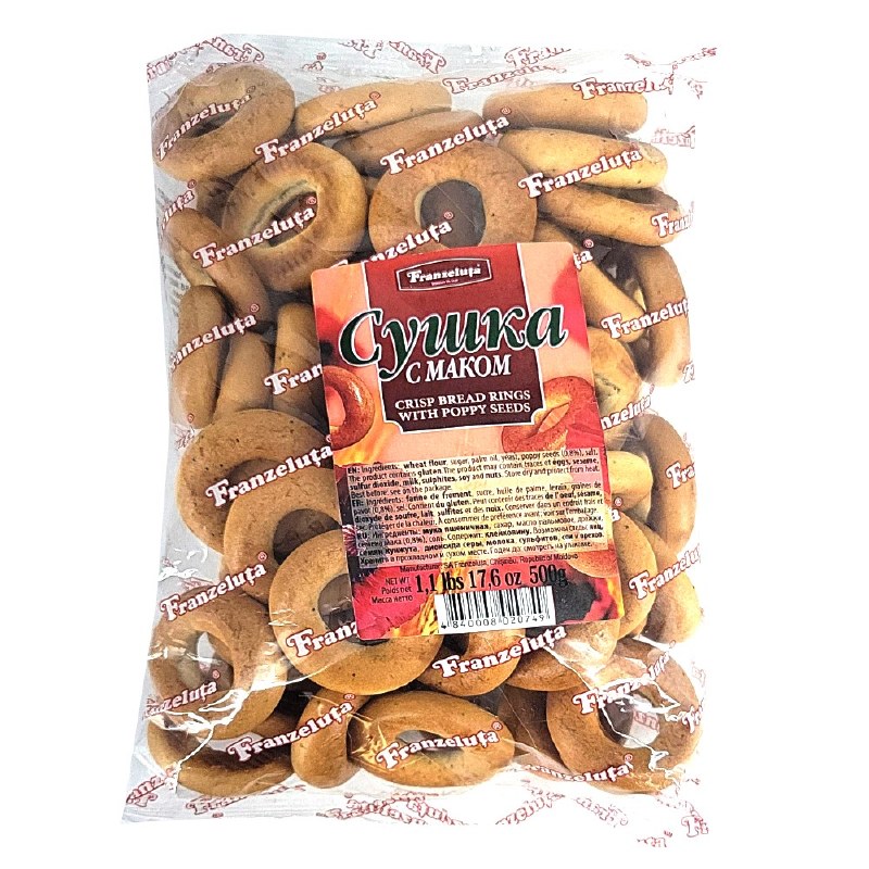 Franzeluta Sushka Poppy Seed Bread Rings 500g - PVEuroMarket.com