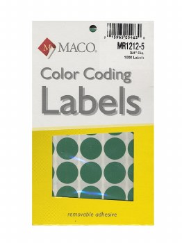 MACO Color-Coding Dot Label-Green-3/4" - Dara, Inc.