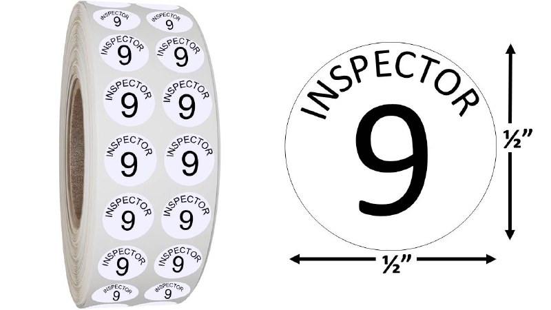 Round Size Sticker Label, Sz 1/2, Inspection 9 - Dara, Inc.