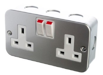 13A 2 Gang Switched Metal Clad Socket - Clarkes Bailieborough