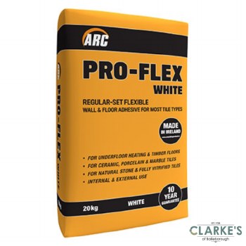 ARC Pro-Flex Tile Adhesive White 20kg - Clarkes Bailieborough