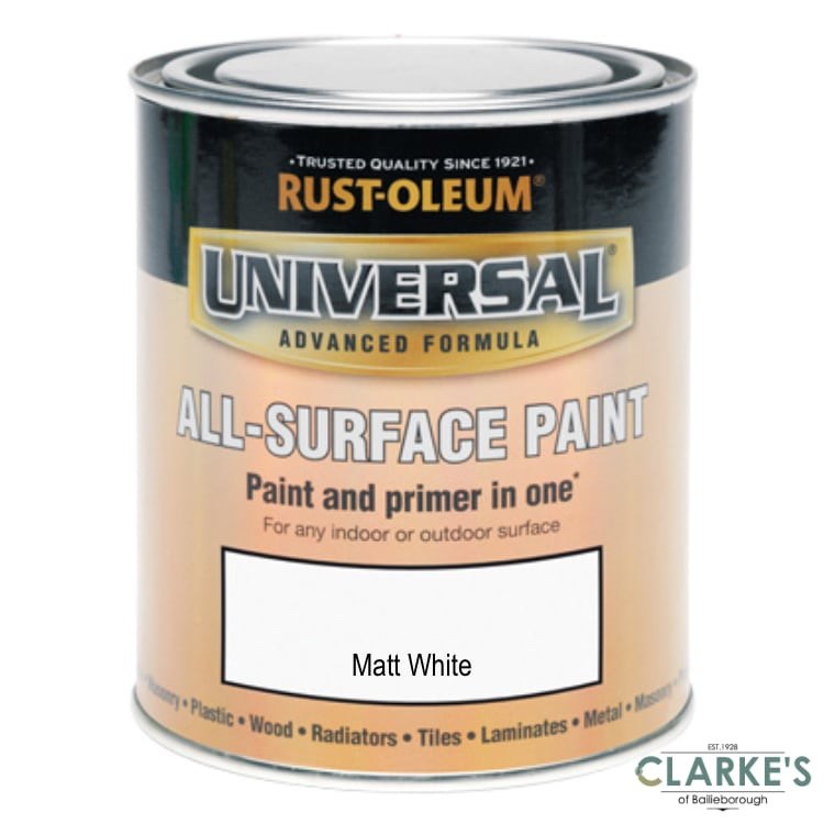Rust-Oleum Universal All-Surface Paint Matt White 250 ml - Clarkes ...