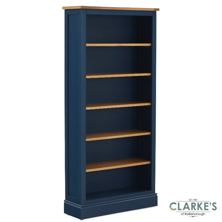 Chichester Navy Large Bookcase with Oak Shelves - Clarkes Bailieborough