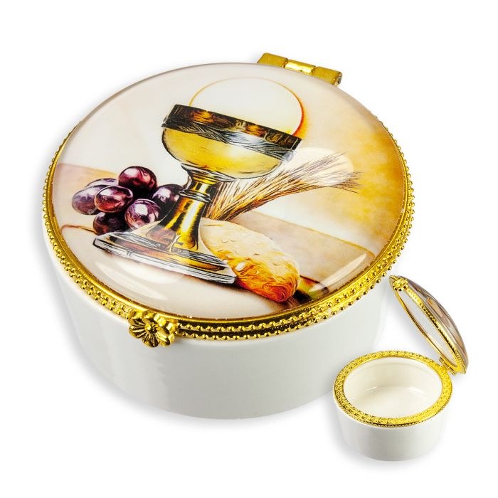 COMMUNION CHALICE PORCELAIN ROSARY BOX - Divine Mercy Gift Shop